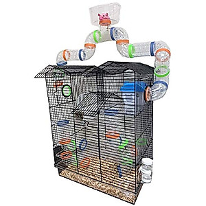 Large Clear Transparent Habitat Dwarf Syrian Hamster Rodent Gerbil Mouse Mice Critter Cage with Top Play Zone