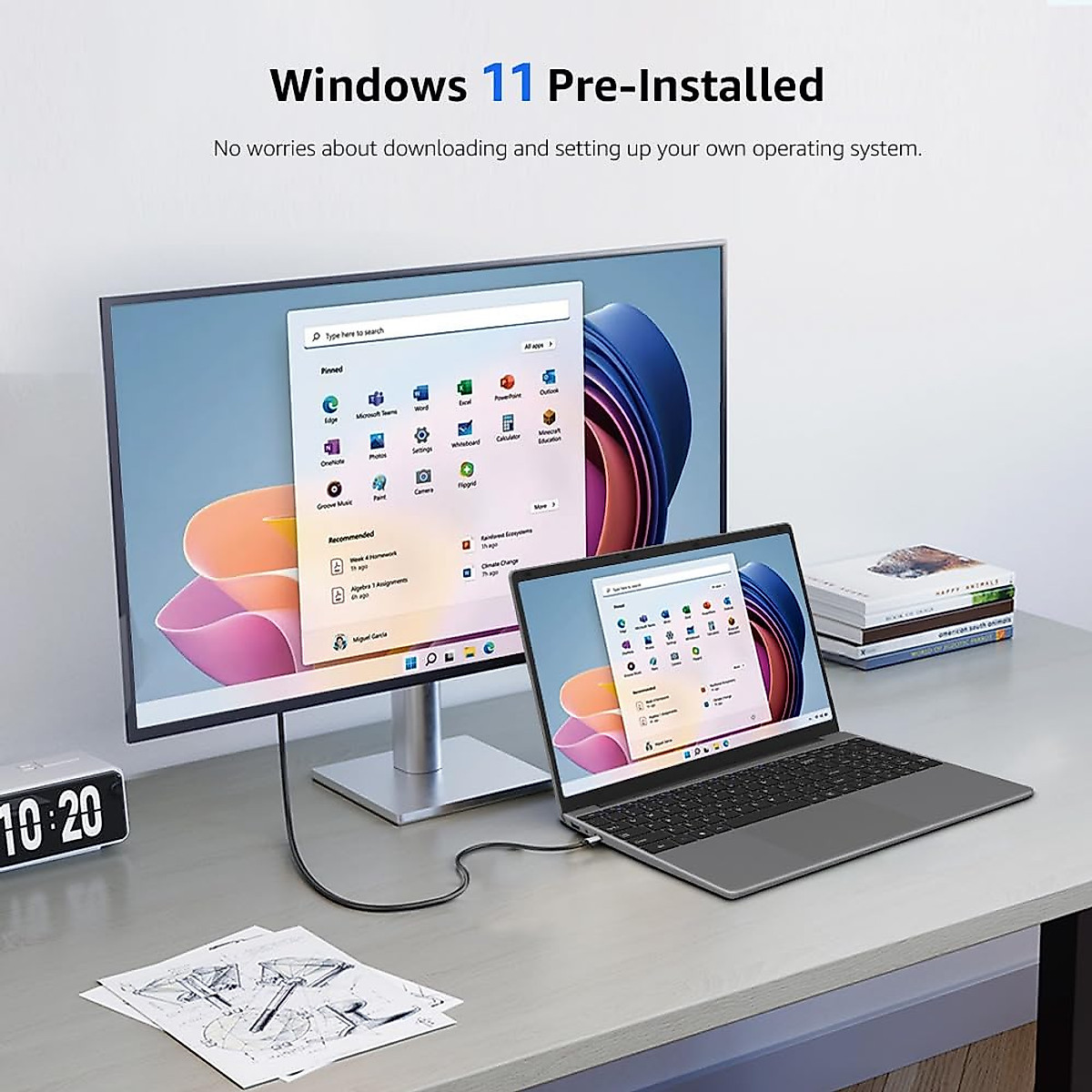 ApoloSign Windows Laptop, 12GB RAM, 512GB SSD(Expandable 1T) 15.6-inch Laptop Computer, 1080P FHD Display, Intel Jasper Lake N5095, Up to 2.8GHz Slim Computer with 2.4G/5G WiFi, 2 Speakers-Gray