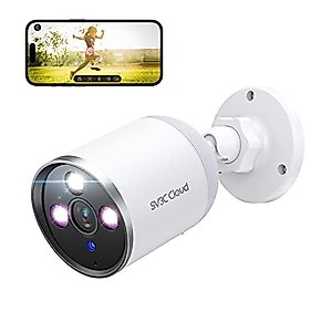 SV3C Security Camera Outdoor, 2K Surveillance Bullet Outdoor WiFi Camera with Motion Alert and FloodLight, IP Camera Outdoor with Alexa, ONVIF, 2.4Ghz, 2-Way Audio, Cloud & SD Card