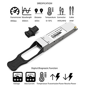 OPSTRAN 40GBASE-CSR4 QSFP+ Optical Transceiver Module Compatible with Cisco QSFP-40G-CSR4 Meraki MA-QSFP-40G-CSR4 40G QSFP+ CSR4 850nm 400m DDM MTP/MPO-12 MMF
