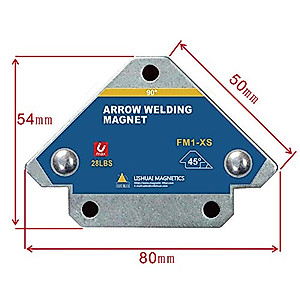 Lishuai 4 PCS 28LBS Mini Arrow Welding Magnet, Durable 45,90,135 Degree Multi Angle Magnetic Welding Holder