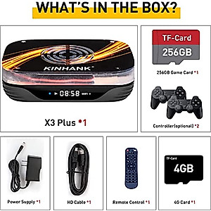 Kinhank Retro Video Game Console Built in 114000+ Nostalgic Games, Super Console X3 Plus Retro Gaming Console with 65+Emulators,EmuELEC 4.5/Android 9.0/CoreELEC All in 1,2.4G+5G WIFI,BT 4.0,Best Gift