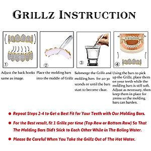 TOPGRILLZ 18K Gold Plated Dracula Vampire Fangs Slug Top and Bottom Grills for Your Teeth Grillz Set for Men and Women Hip Hop(Gold)