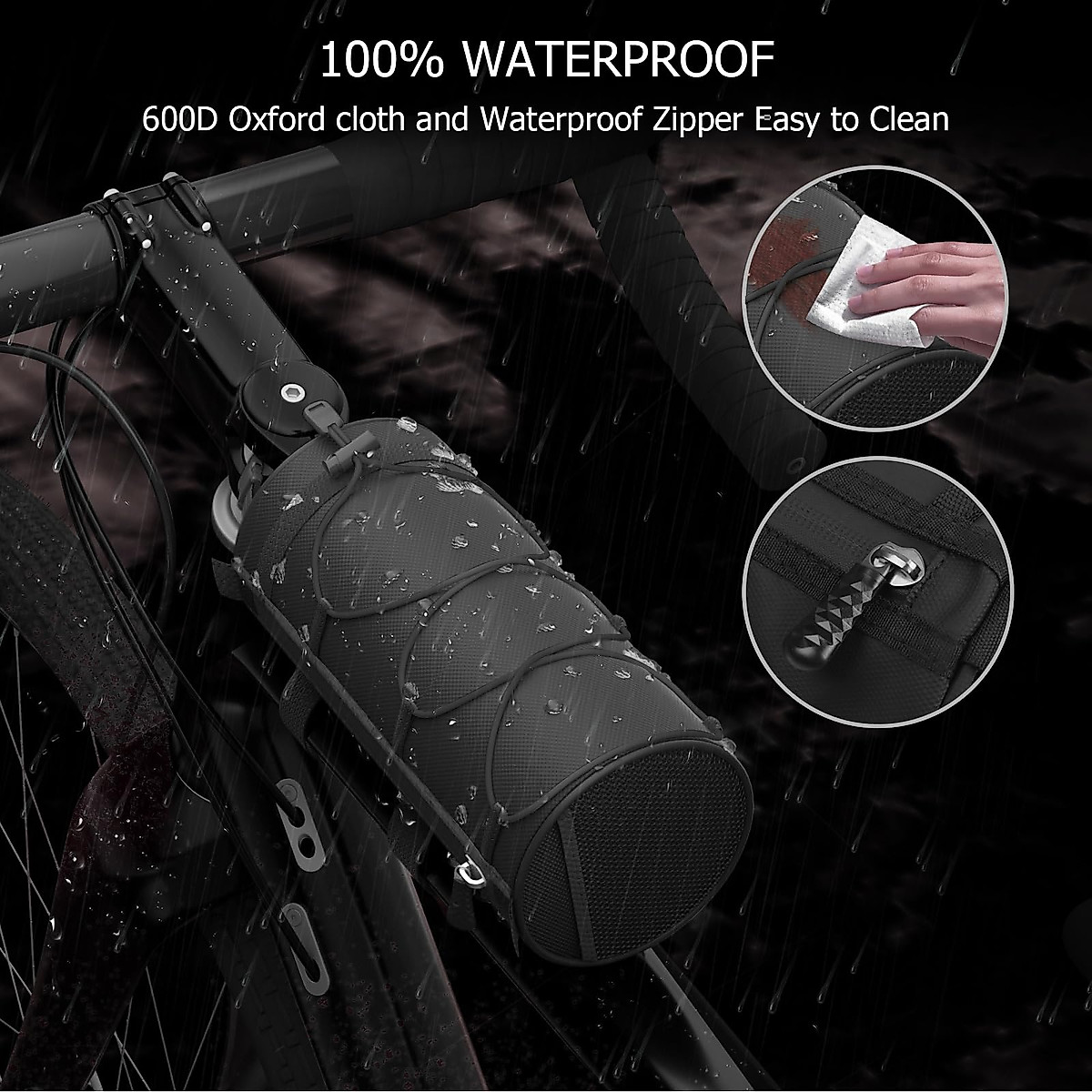 SHINEHOME Bike Handlebar Bag Bike Bags for Bicycles Bike Frame Bag Scooter Bag Bike Storage Bag With Waterproof Zipper Large Capacity Shoulder Bag for Mountain Road Bike Accessories (Black)