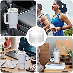 Silicone Bumper Boot 2pcs for Stanley Quencher H2.0 40oz 30oz&IceFlow Flip Tumblers 20oz 30oz,Protective Cup Bottom Sleeve Cover,Stanley Cup Accessories(Clear)