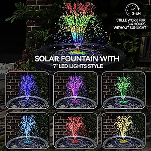 Solar Fountain with Remote Control, 3.5W Solar Powered Pump for Bird Bath with LED Lights, Outdoor Fountain for Garden, Pond, Pool, Fish Tank
