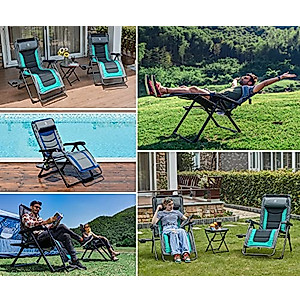 EVER ADVANCED Oversize XL Zero Gravity Recliner Padded Patio Lounger Chair with Adjustable Headrest Support 350lbs (Green)