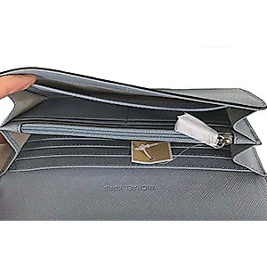 Michael Kors Fulton Flap Continental Carryall Clutch Wallet Purse in Pale Blue