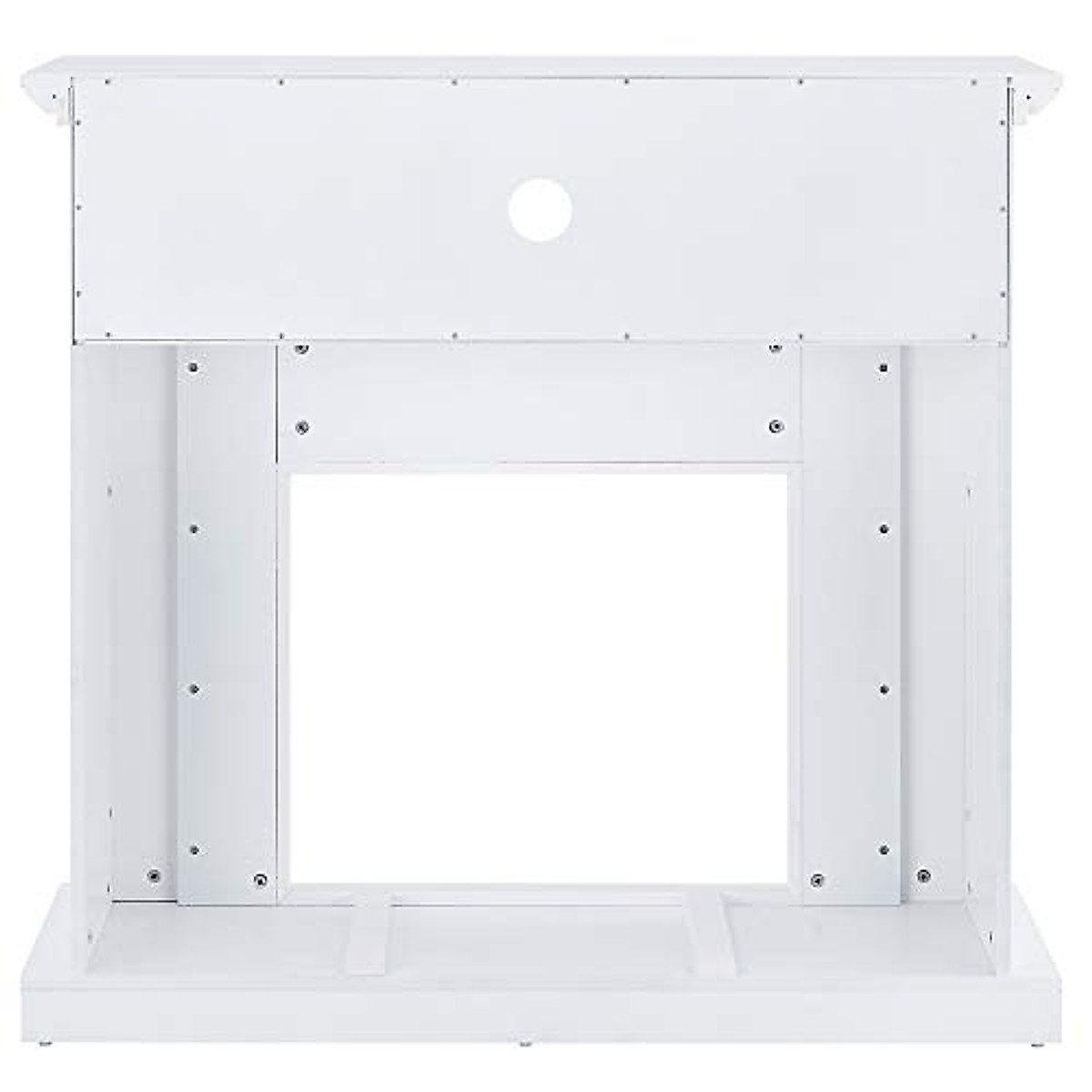 SEI Furniture Nobleman Mother of Pearl Tiled Electric Hidden Media Shelf Fireplace, White