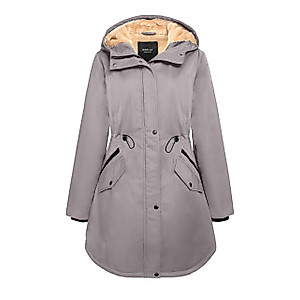 Orolay Women's Thicken Fleece Lined Parka Winter Coat Hooded Jacket with Pockets Brushed Nickel XL