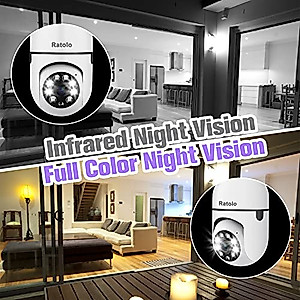 ratolo Light Bulb Security Camera Wireless WiFi Outdoor Indoor, Home Security Cameras 1080P Pan Tilt 2.4Ghz 360 Degree Human Motion Detection Alarm Night Vision Two-Way Talk E27 Socket