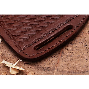 LH LIMASSOL Leather Knife Sheath, Slanted Pancake Sheath, Tooled Leather Sheath, Belt Sheath,Trapper Knife Sheath, Cow Boy Bull Cutter Knife Leather Sheath 100% Real Leather and Exotic Cow Hide Sheath