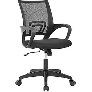 Ruesleag Office Desk Chairs Mid Back Mesh Chairs Ergonomic Desk Chair Executive Adjustable Task Chair for Women Adults Home Office Computer Chair, Black