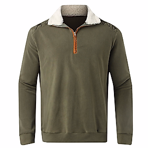 Bluecatlala Zipper Sweatshirt Outdoor Winter Jacket for Men Trucker Hunting Heavyweight Jackets Sherpa Quilted Lined Shirt Outerwear Sport Coat Loose Fit