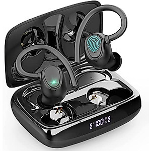 Wireless Earbud, Bluetooth 5.1 Headphones Sport Wireless Bluetooth Earphones in Ear Noise Cancelling Earbud with Mic Deep Bass, Earhooks Ear Buds IP7 Waterproof 48H Headset for Running Gym[2021 New]