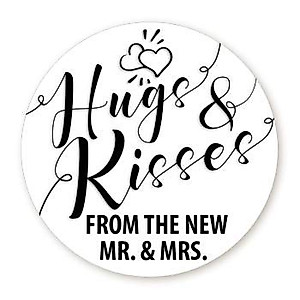 Hugs and Kisses from The New Mr. and Mrs. | Double Heart | 324 Stickers - .75 Inches | Hershey Kiss Stickers | Wedding Stickers | Bridal Shower Stickers | Bridal Favors