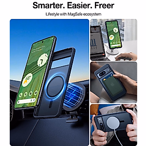 TORRAS Magnetic Shockproof for Pixel 8 Case, [Military Grade Drop Tested] [Compatible with MagSafe] Protective Slim Translucent Hard Plastic Phone Case for Google Pixel 8 Case 6.2", Black