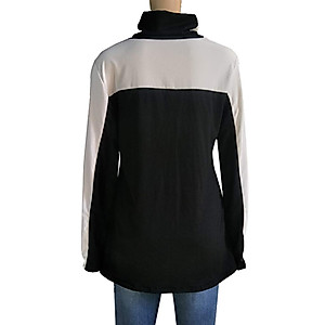 Women's Pullover Hoodie Funnel Neck Long Sleeve Hooded Sweatshirt Colorblock Patchwork Drawstring Top Blouse