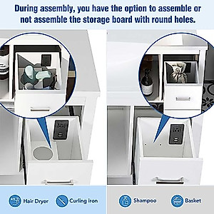 Appot AT-SV000009AAW 36" Bathroom Vanity with USB, Multifunction Bath Room Storage Cabinet with 3 Drawers and 1 Door, Single Resin Sink, SmallBathroom OrganizationCabinet, White