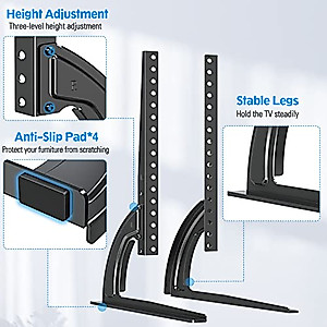 MOUNTUP Universal Table Top TV Stand for Most 27-55 Inch LCD LED Flat Screen TVs, Replacement Table Top TV Base with 3-Level Height Adjustment, TV Leg Max VESA 800x400mm, Holds up to 88lbs MU1009