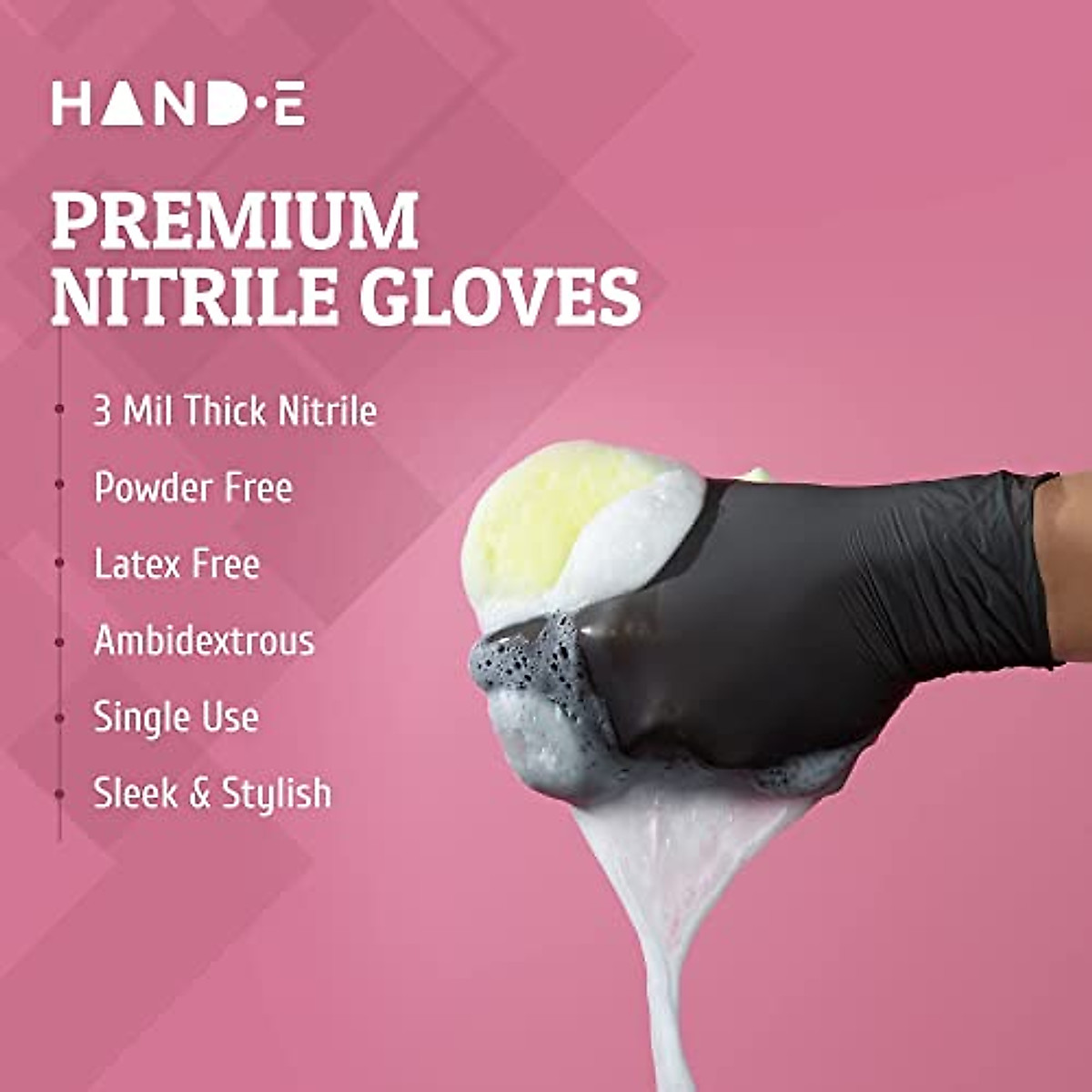 Hand-E Touch Black Nitrile Disposable Gloves Small, 100 Count - BBQ, Tattoo, Hair Dye, Cooking, Mechanic Gloves - Powder and Latex Free Gloves