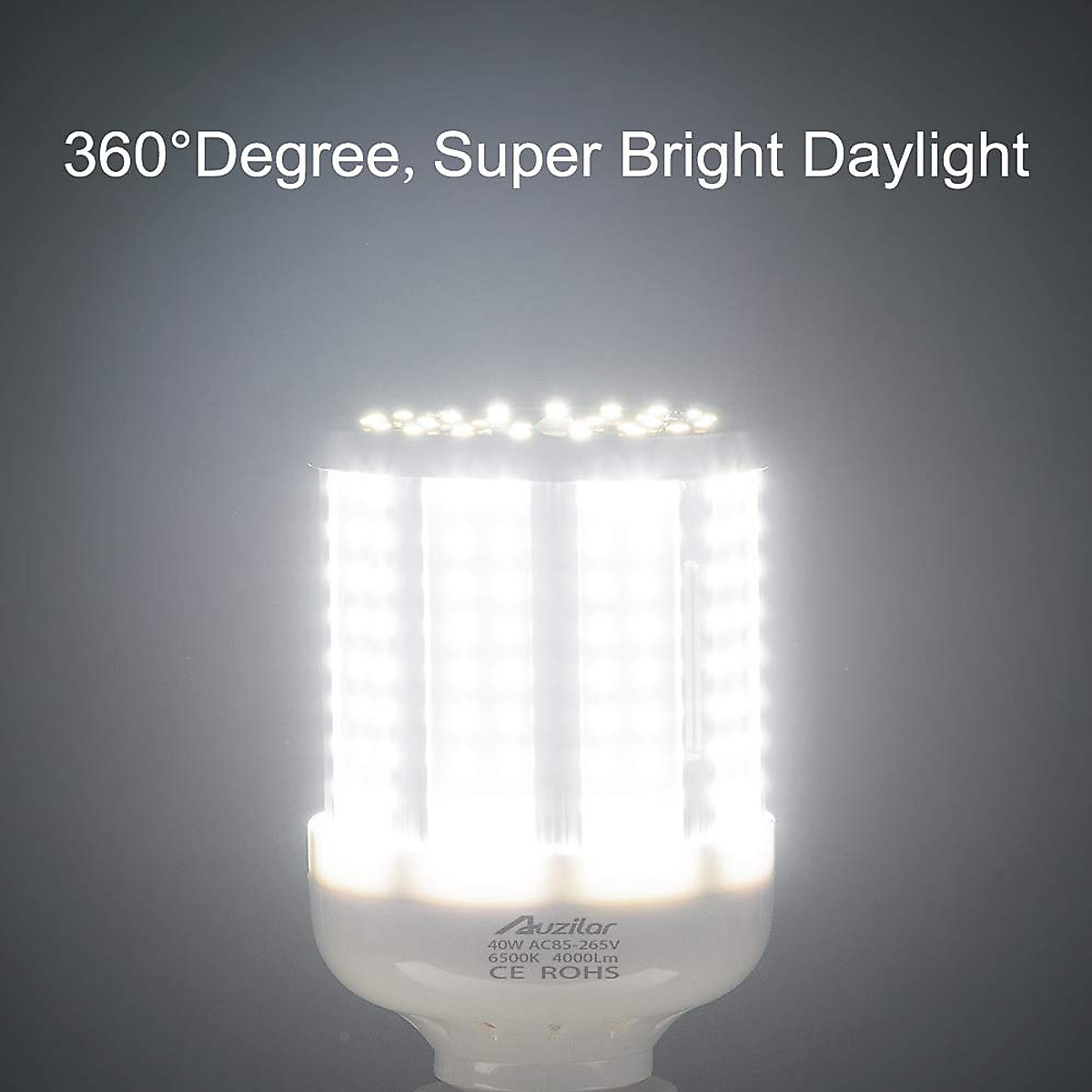 Auzilar 40W LED Corn Light Bulb Corn Lamp (280W Equivalent 6500K) Cool Daylight White Corn LED Bulb E26/E27 Medium Base for Indoor Garage Factory Warehouse Backyard 85V-265V (2-Pack)