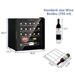 19 Bottle Wine Cooler Refrigerator, Freestanding Compressor Wine Chiller, Beverage Wine Fridge with Digital Temperature Control & Double-layer Glass Door for Red White Wine, Champagne, Beer