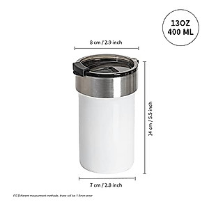 PYD Life Sublimation Blanks Kids Tumbler Travel Cups White 13 OZ Stainless Steel Coffee to Go Cups Mugs Bottles with Lid for Tumbler Heat Press 4 Pack