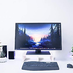 Cabilock Computer Holder Desktop Computer Stand Monitor Riser Stand Desktop Ergonomic Monitor Stand Riser for Computer PC Laptop Printer TV Notebooks LCD LED Display (White) Desktop Stand