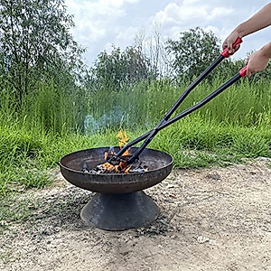 40" Fireplace Tongs Safely Move Firewood Grabber Tool Rustproof With Rubber Handle for Fire Pits Comfort Enjoy Bonfire and Campfire