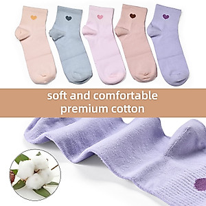 Corlap Women's Crew Socks Ankle High Cotton Fun Cute Athletic Running Socks Gifts For Women (5-Pairs With Present Box)