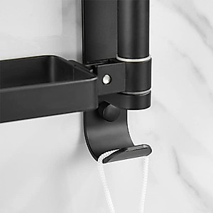 Kindream Swivel Towel Rack Bathroom 13inch Hand Towel Bar Bathroom Swing Hanger Towel Rack Holder Matte Black Finish, Wall Mounted, 3-Arm