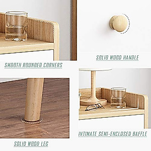 IOTXY Bedroom Wooden Night Stand - Bedside Cabinet with Storage Drawer and Bookcase, Compact Nightstands in White