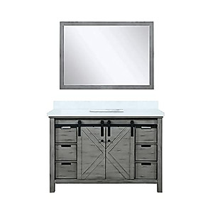 Bell+Modern Ketchum 48 inch Ash Grey Bath Vanity, Cultured Marble Countertop and 44 in Mirror