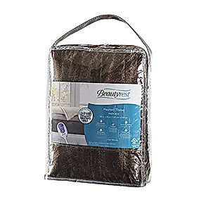 Beautyrest Duke Blanket Luxury Oversize Electric Throw Premium Soft Cozy Brushed Long Faux Fur for Bed, Couch with 3 Heat Setting Controller, Auto Shut-Off Function, Brown, 50 in x 70 in