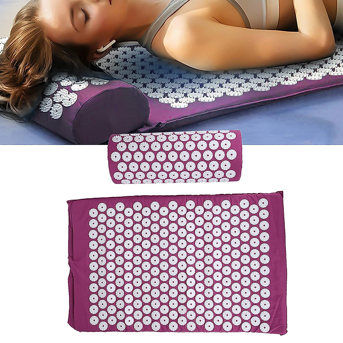 GLOGLOW Gymnasium Exercise Mats, Acupressure Mat Pillow Set Massage Yoga Pad Mat with Carry Bag()