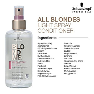 BlondMe All Blondes Light Spray Conditioner 6.76 Fl Oz – Detangles and Softens Fine to Normal Blonde Hair