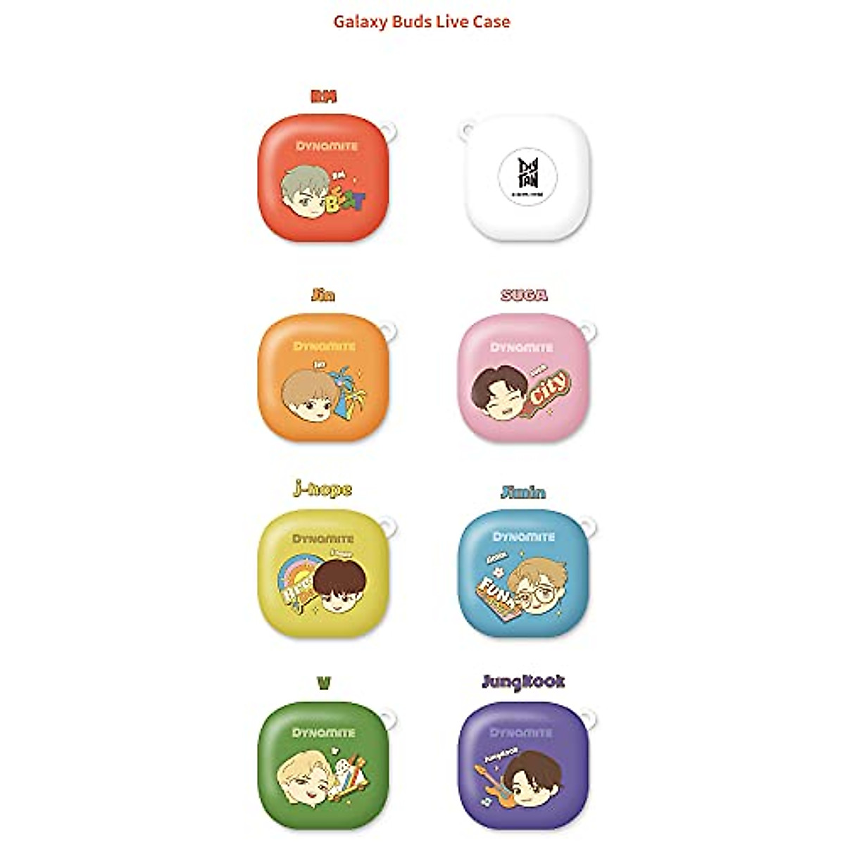 BTS Official TinyTan Dynamite 2D Colorful Series Hard Case for Samsung Galaxy Buds Licensed by Big Hit Entertainment (Jung Kook)