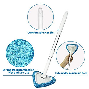 BITOPE Windshield Cleaning Tool, Car Window Cleaning Windshield Cleaner with Extendable Long Handle and 3pcs Washable Reusable Microfiber Pads, Car,Office, Auto Inside Glass Wiper Kit