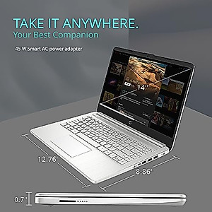 HP 2022 14" HD Laptop, 11th Gen Intel Core i5-1135G7, 16GB RAM, 512GB PCIe SSD, Intel Iris Xe Graphics, HD Webcam, Windows 11, Silver, 32GB Snowbell USB Card