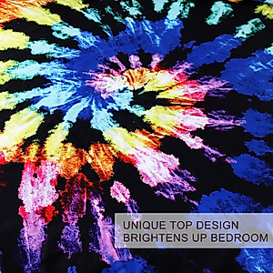 BlessLiving Tie Dye Bedding Full Size Hippie Bed Sets Black Blue Purple Tie Dye Bedding Full Size Set Trippy Bedspread for Boys Girls 3 Pieces Gypsy Comforter Cover with 2 Pillowcases (Full)