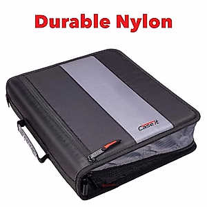 Case-It The Classic Zipper Binder - 2 Inch O-Rings - Multiple Pockets - 350 Sheet Capacity - Comes with Shoulder Strap - Fire Engine Red D-251 (6 Pack)