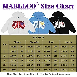 MARLLCO Skeleton Zip Up Hoodie Y2k Skeleton Sweatshirt Jacket Skeleton Hoodies for Men Women Thoracic Heart Skull Hoodie (White,XXL)