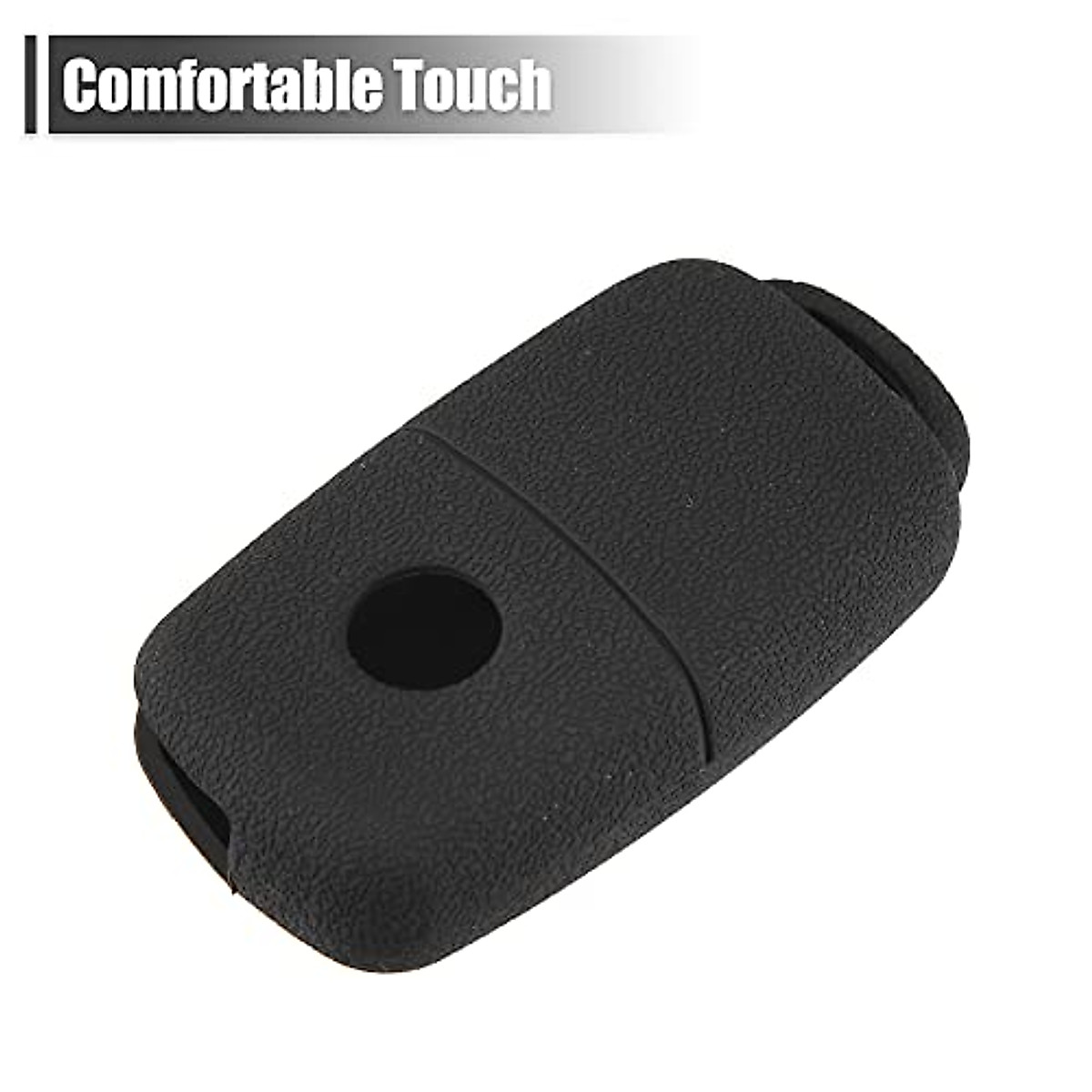X AUTOHAUX 2pcs Silicone Key Fob Cover Fit for Volkswagen Jetta GTI Passat Golf Tiguan Touareg CC Eos Black