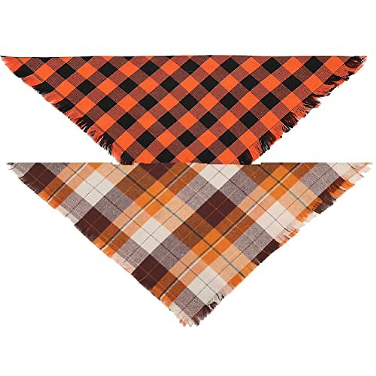 Fall Dog Bandana Autumn Thanksgiving Plaid Reversible Triangle Bibs Scarf Accessories for Dogs Pet