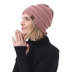 American Trends Beanies Women 4 Pack Knit Warm Thick Slouchy Beanies Hat Winter Snow Hats Caps Black Skull Hats Caps for Women 4Pack 2 One Size