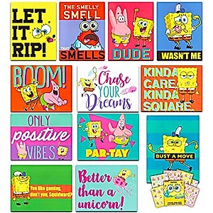 Nick Shop SpongeBob Poster Pack for Kids, Boys - Bundle with 12 SpongeBob Posters For Bedroom, Walls, Party Supplies| SpongeBob Room Decor With Bubble Guppies Stickers (SpongeBob Decorations)