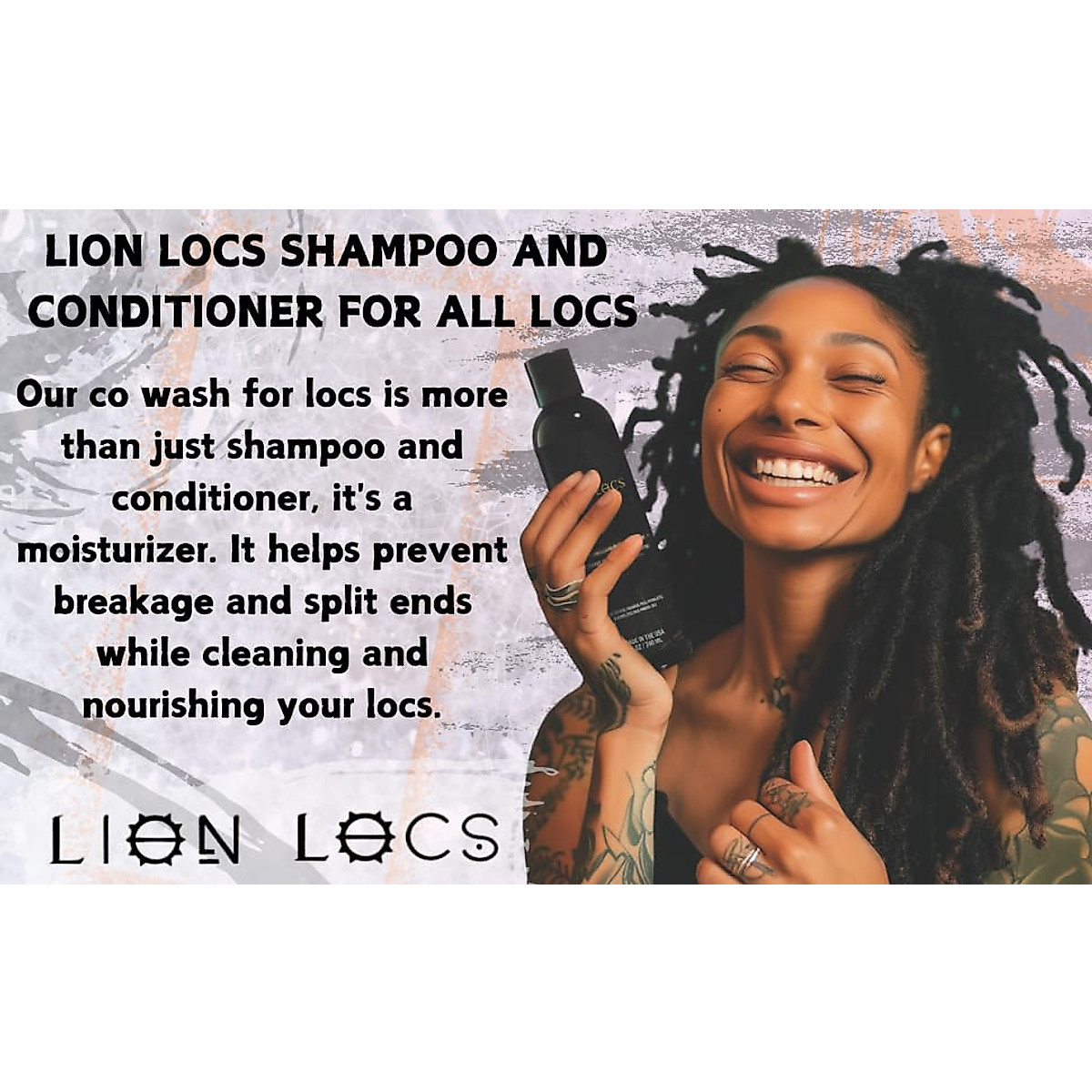 Lion Locs Shampoo and Conditioner for Dreads, Sisterlocks, Locks, & Dreadlocks | Lightweight Vegan Co Wash (8oz)
