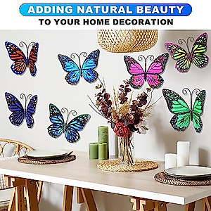 8 Pieces Metal Butterfly Wall Art Decor, 3D Butterfly Hanging Wall Decor Sculpture for Balcony Patio Living Room Garden Outdoor Fence Decoration (Lovely Style)