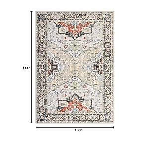 GarveeHome 9x12 Washable Rug Boho Rugs for Living Room Indoor Soft Large Area Rug Low Pile Non-Shedding Accent Rug Non Slip Vintage Rug Traditional Foldable Throw Carpet for Bedroom Home Office Beige